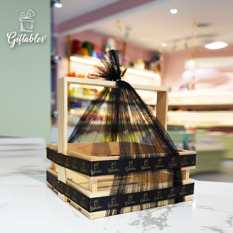 wooden basket square black – Giftables